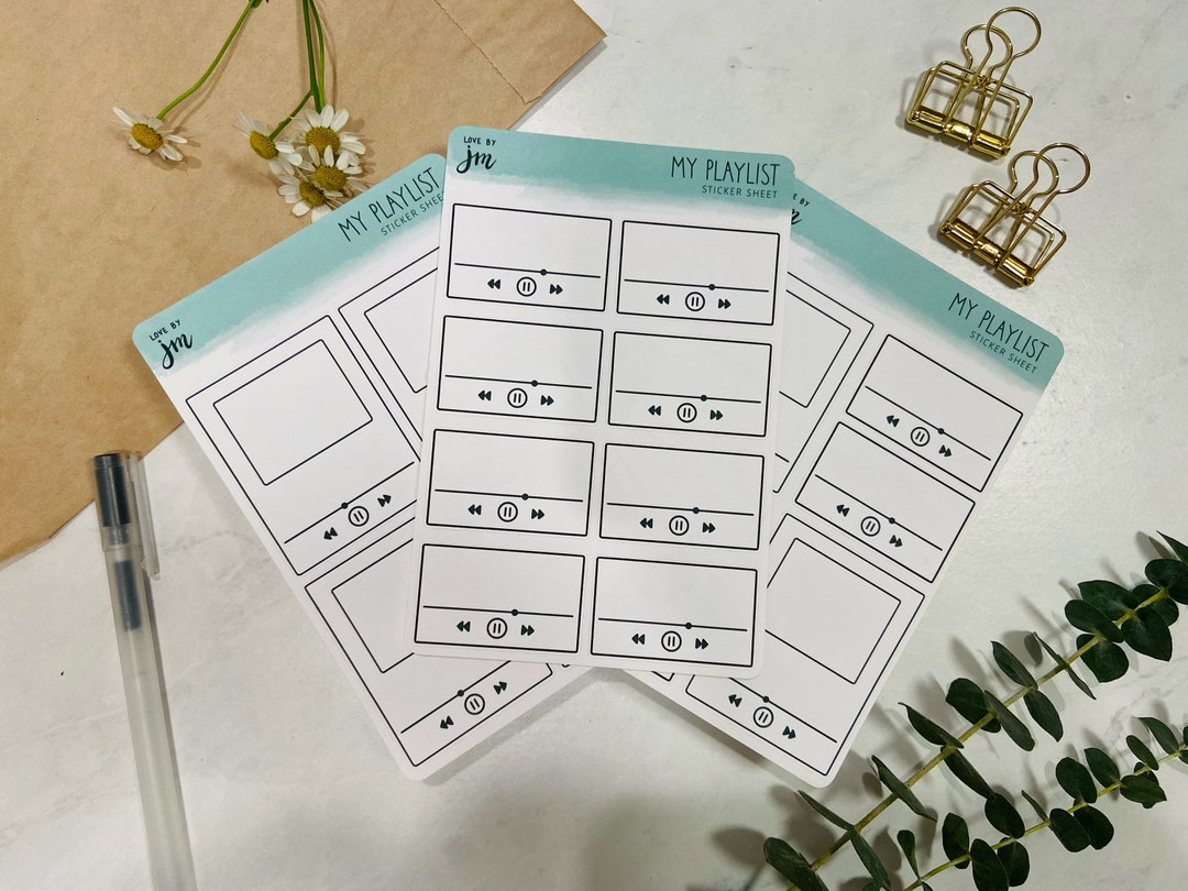 Favorite Playlist | Songs Sticker Sheet, Planner Stickers, Bullet ...