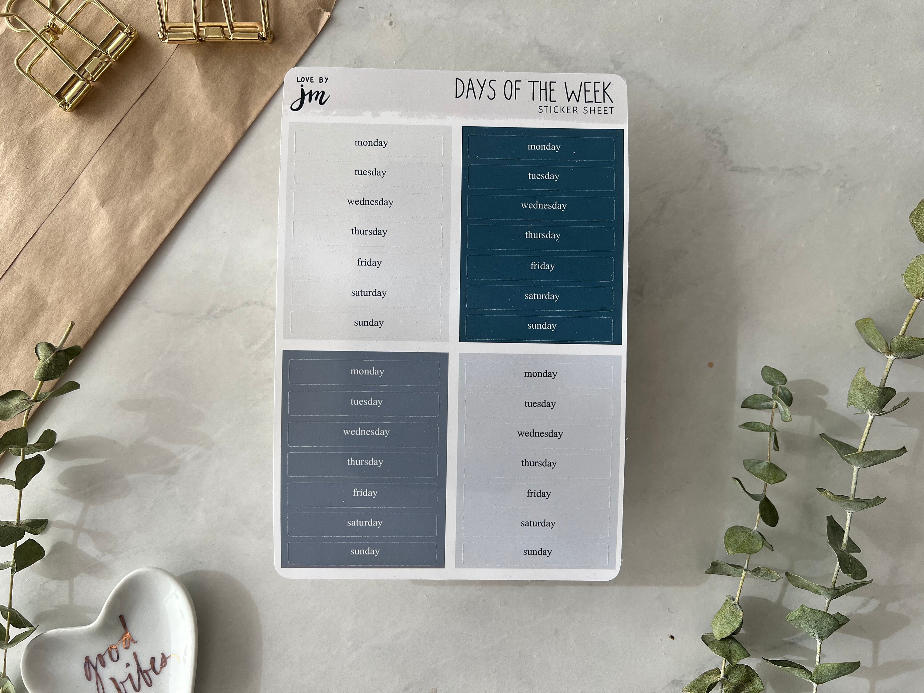 Days of the Week Stickers | Cute Weekly Label Planner Stickers, Bullet ...