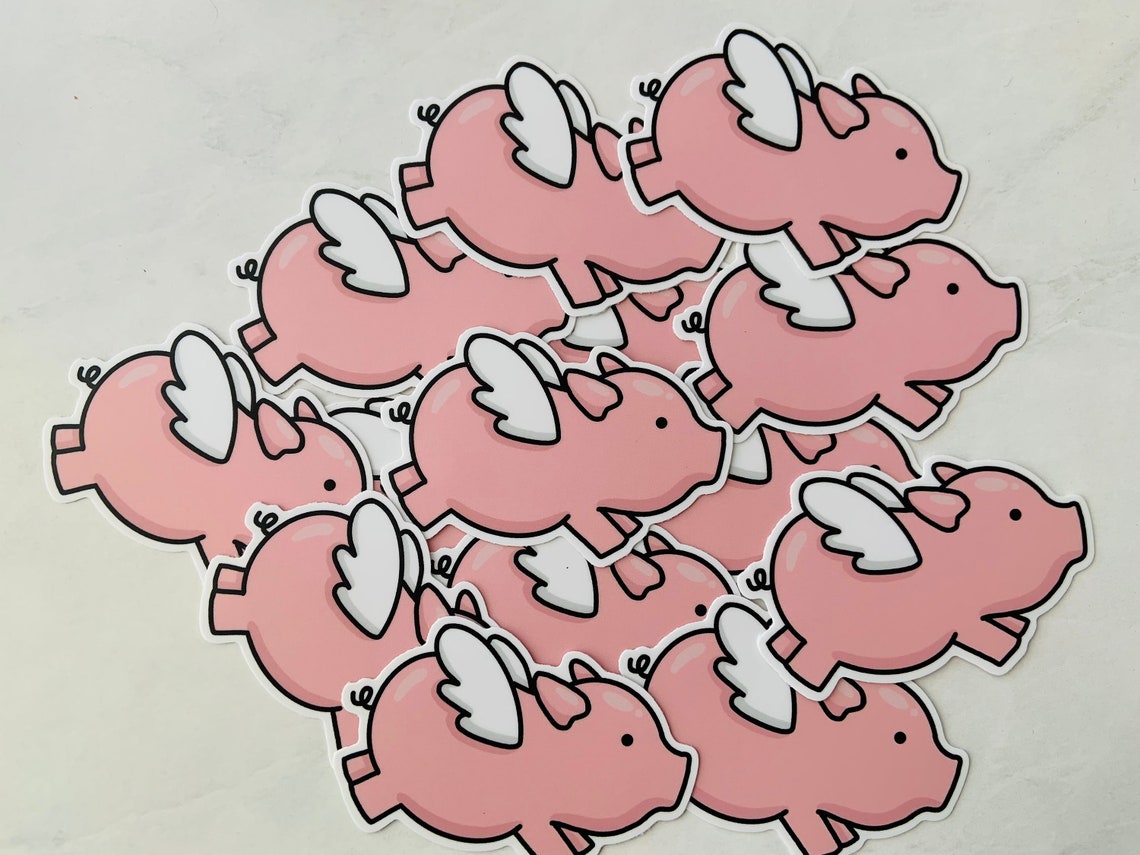 Cute Flying Pig Decal Sticker Die Cut Kawaii Sticker | Etsy
