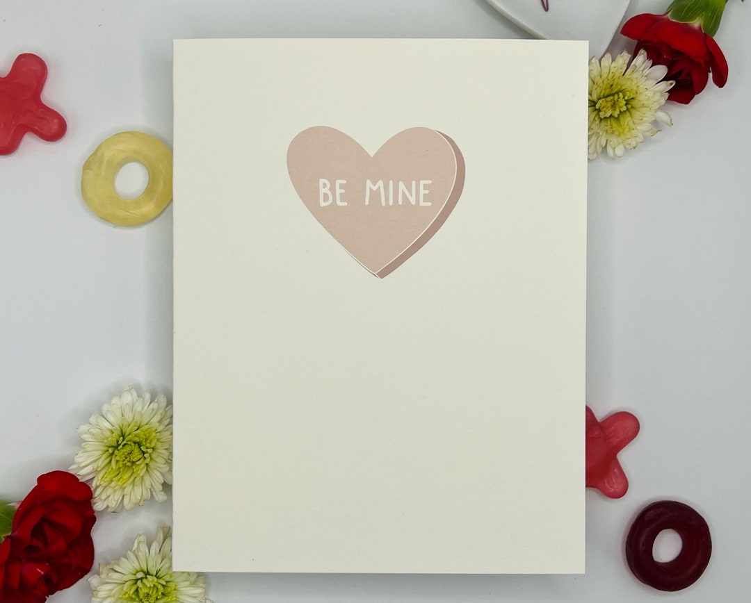 Be Mine Card | Valentine's Day Greeting Card | Candy Hearts Note ...