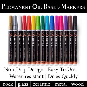 15 Oil Based Paint Pens (fine Tip) for Rock Painting, Stone, Metal ...