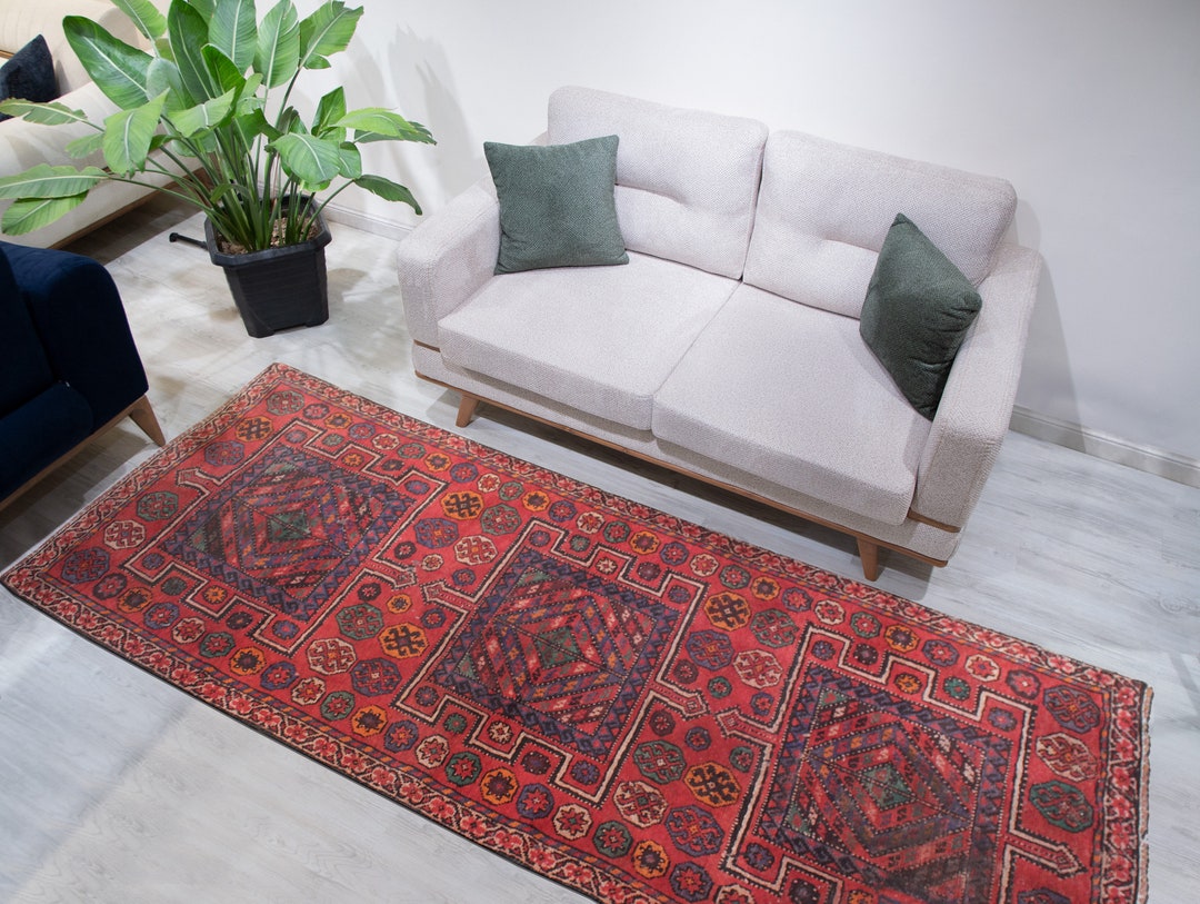 Runner Rug, 3x8 Runner Rug, 3x8 Turkish Runner, Handmade Red Wool ...