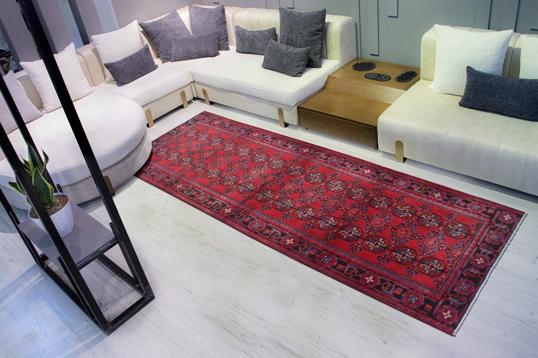 Turkish Runner Rug, 4x10 Runner Rug, Red Runner Rug, Hand Knotted Rugs ...