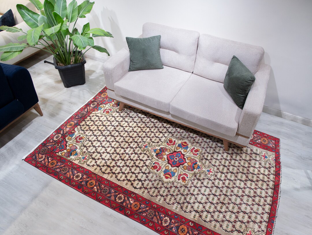 Turkish Area Rug, 4x7 Area Rug, Vintage Rugs for Living Room, Handmade ...