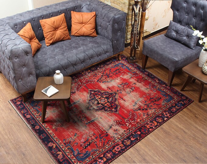 5x6 Wool Rug Handmade Persian Rug Red Rugs for Living Room - Etsy