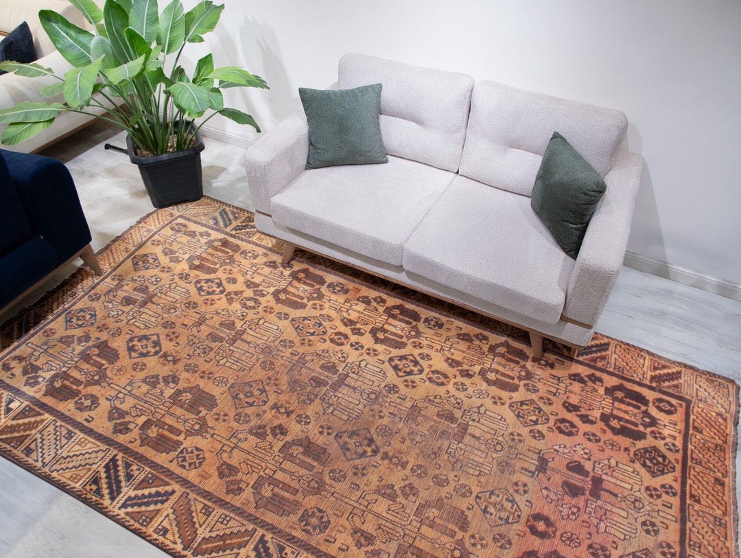 5x9 Persian Rug Hand Knotted Vintage Living Room Area Rugs, 4'11 X 9 ...