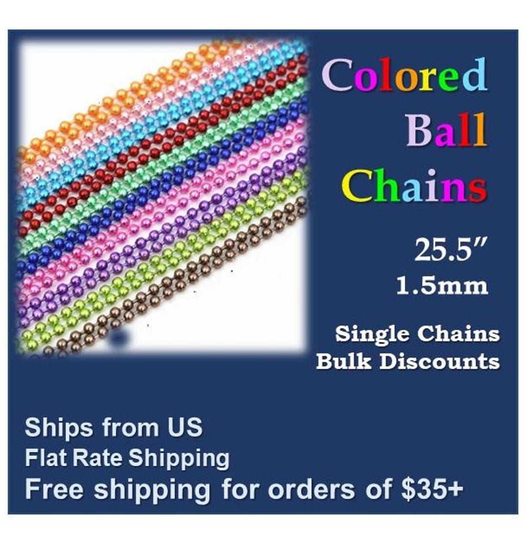 1/5/20/50/100 Pcs 25.5" (1.5mm) Colored Ball Chain Finished Necklace ...