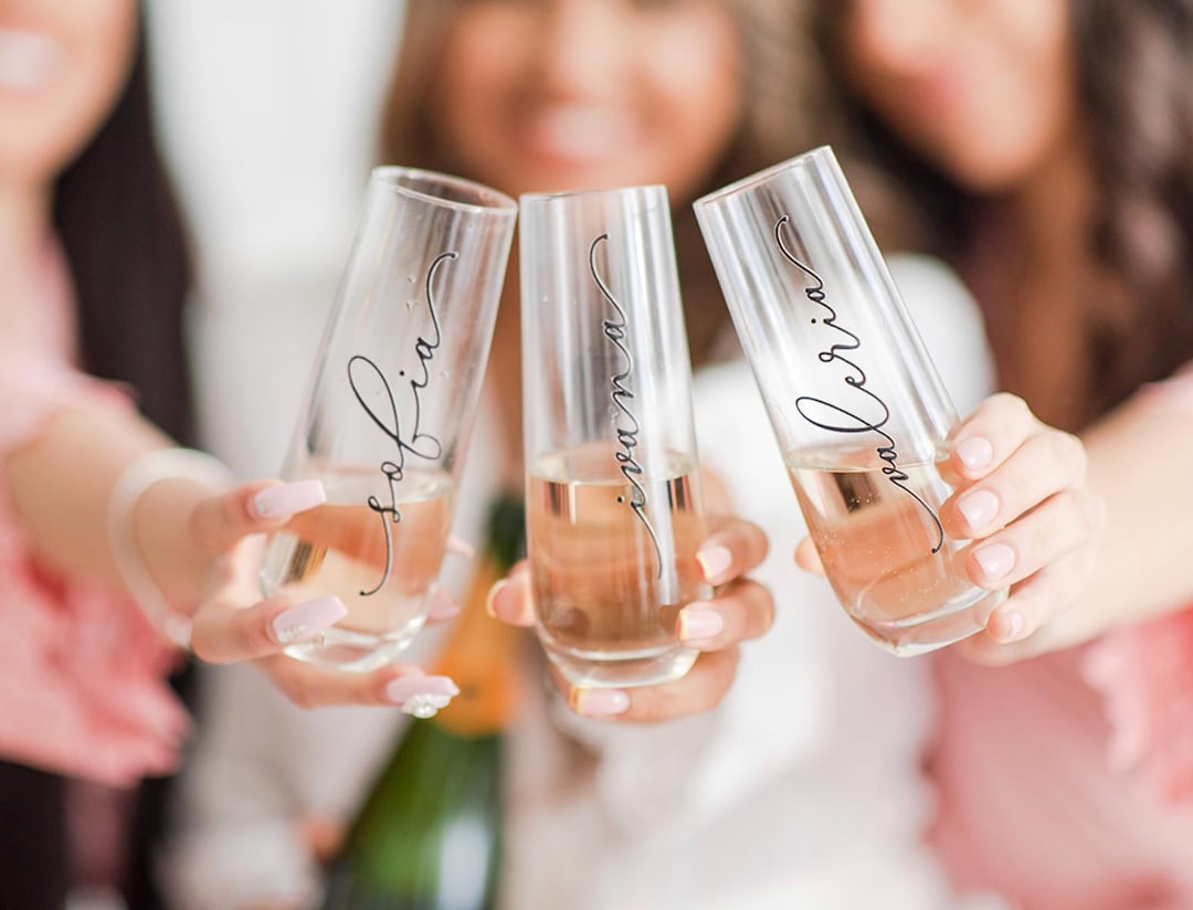 Personalized Bridesmaid Proposal Gift Custom Champagne Flutes Glasses ...