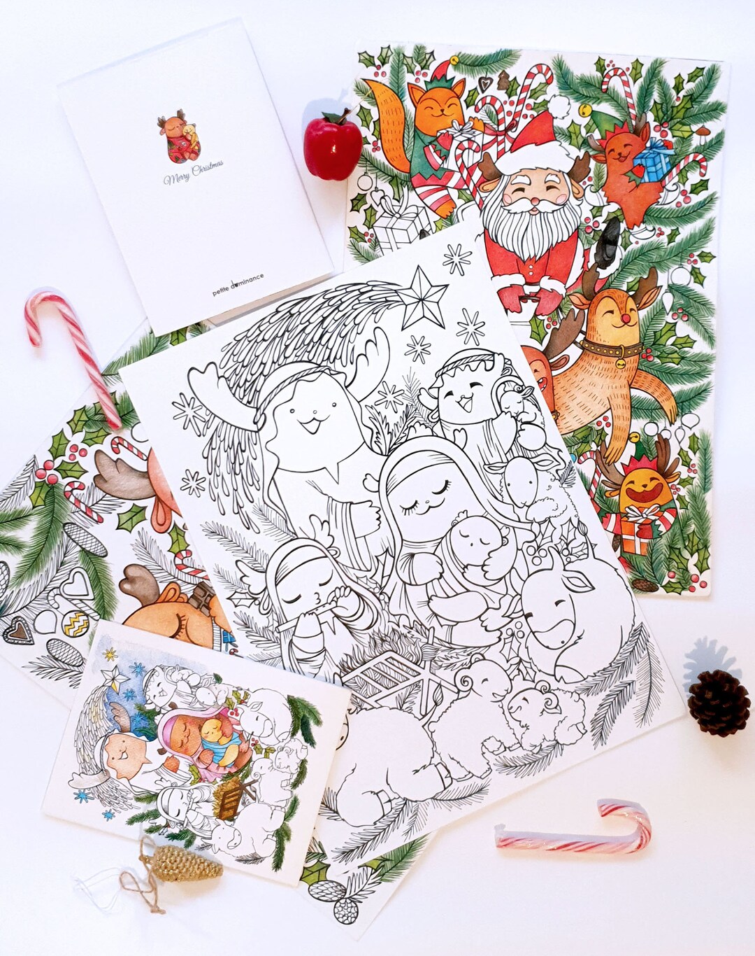 Printable Christmas Coloring Poster and Postcard - Etsy