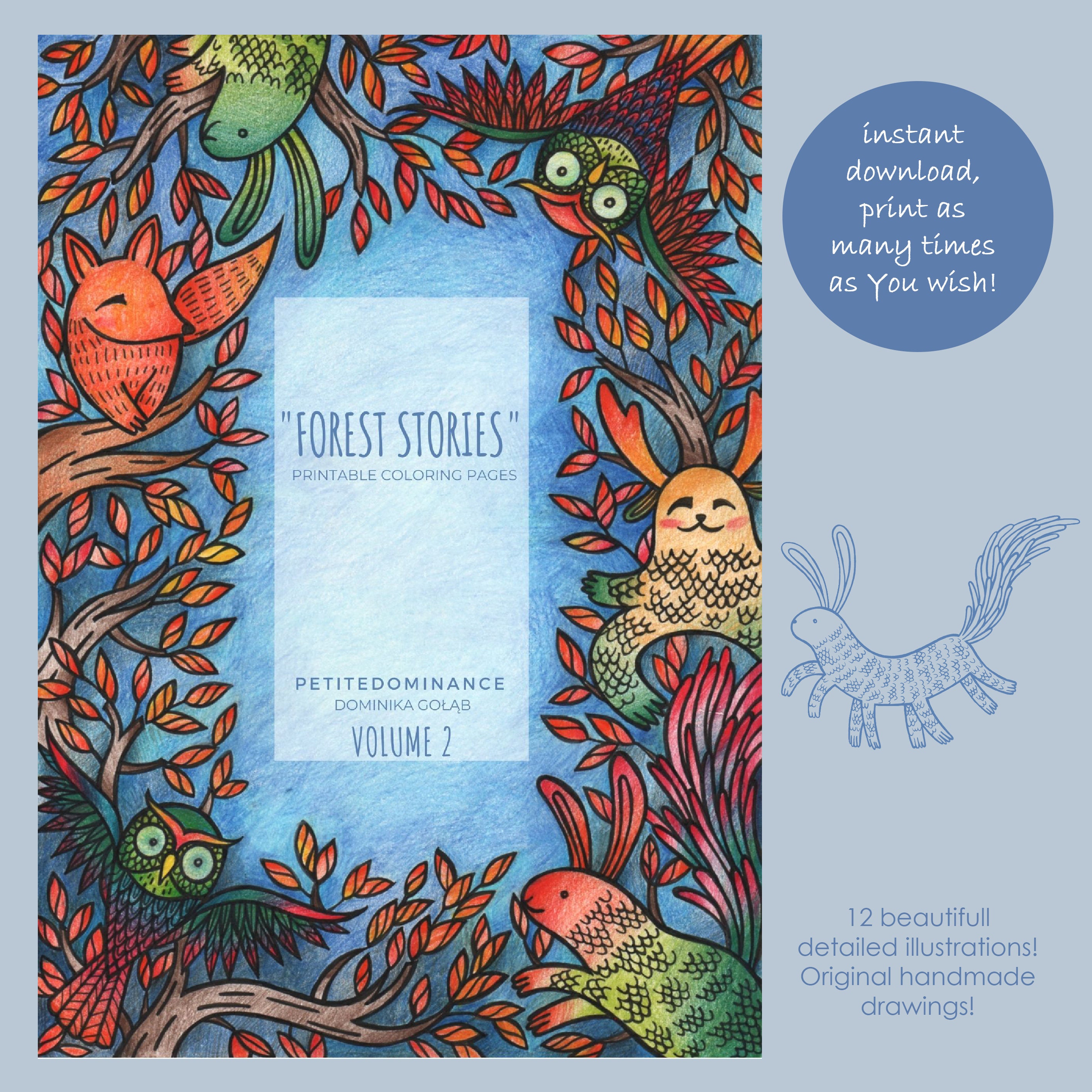 Printable Coloring Book Forest Animals Vol. 2 - Etsy