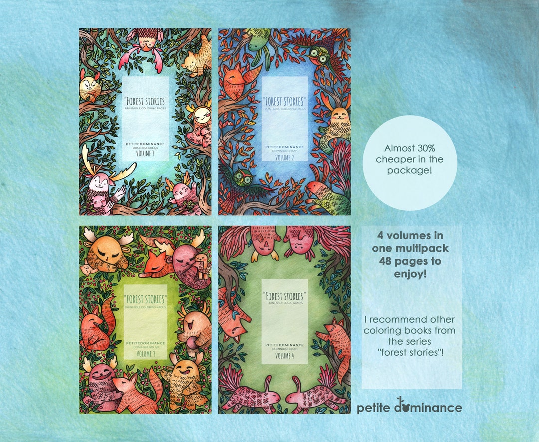 COLORING BOOKS Multipack Forest Animals Volumes 1-4 - Etsy