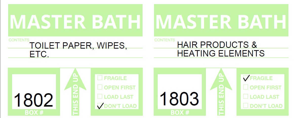 PRINTABLE MOVING LABELS - Master Bathroom - Etsy