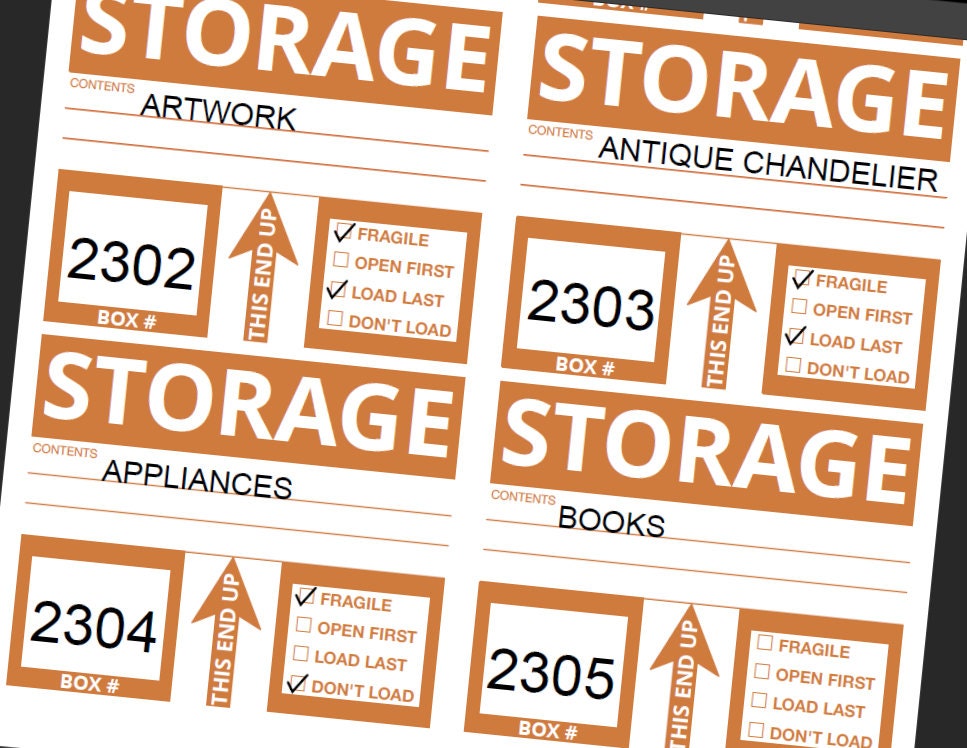 PRINTABLE MOVING LABELS - Storage - Etsy