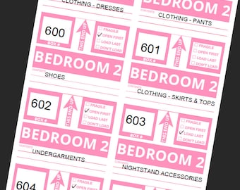 Printable Moving Labels - BEDROOM #3 - for Use on Moving Boxes or ...