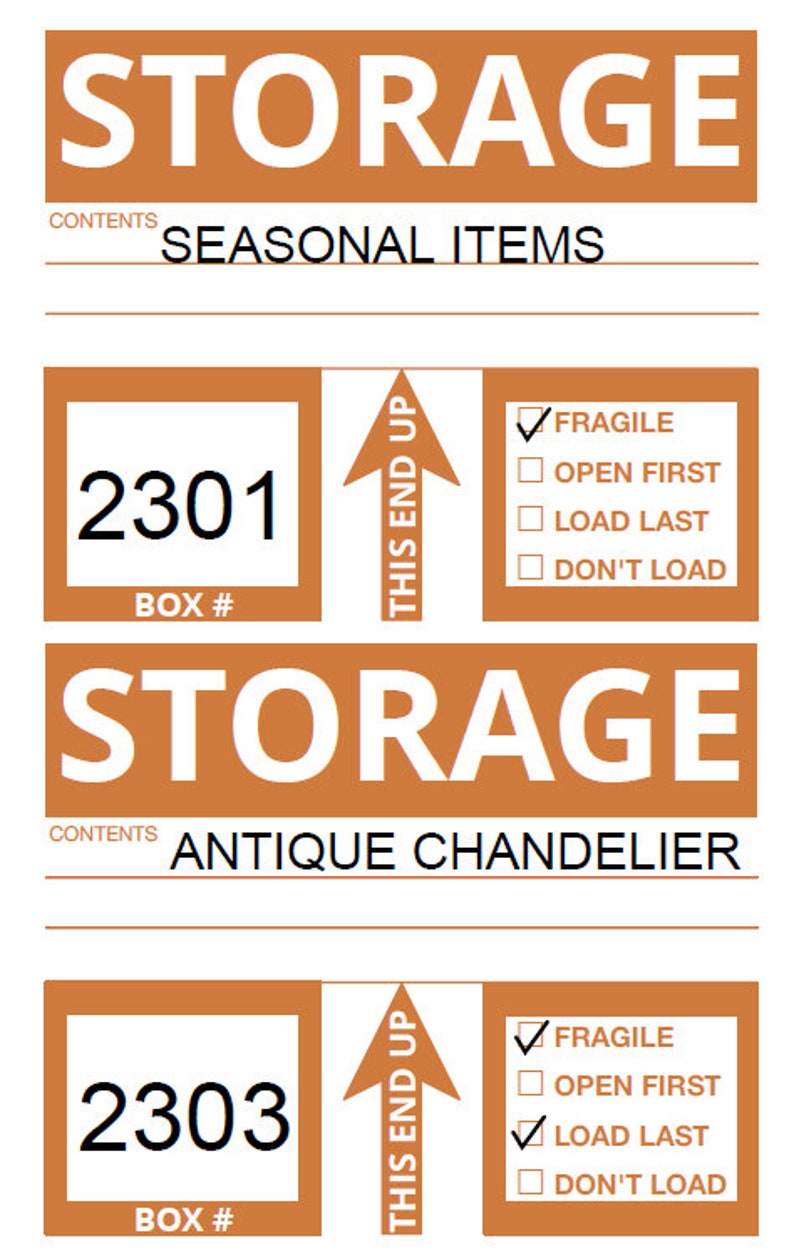 PRINTABLE MOVING LABELS - Storage - Etsy