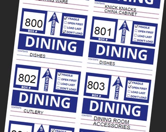 Printable Moving Labels Content Lists by Room - Etsy