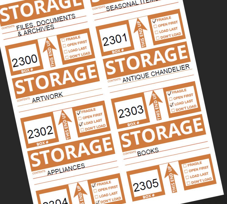 PRINTABLE MOVING LABELS Storage - Etsy