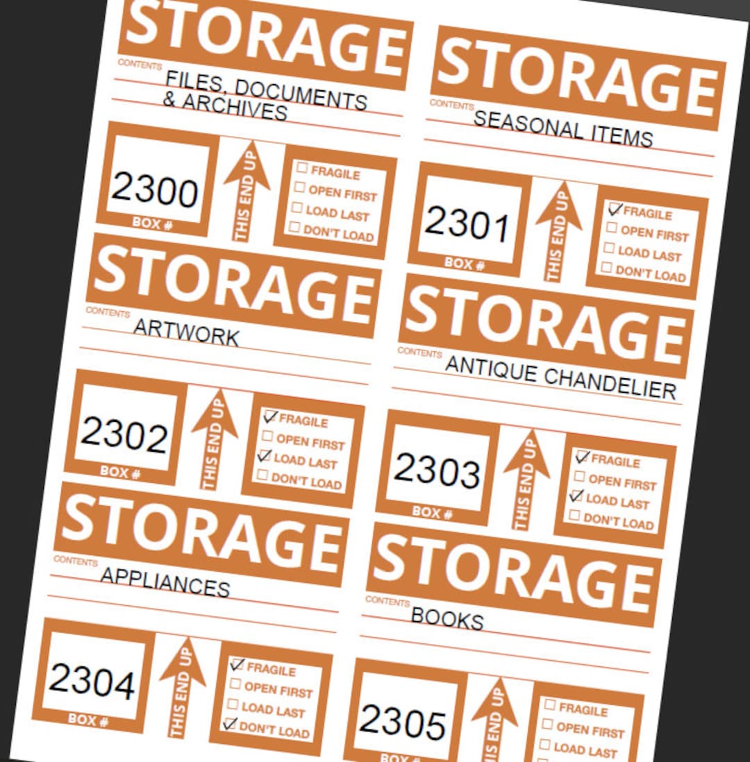 PRINTABLE MOVING LABELS - Storage - Etsy