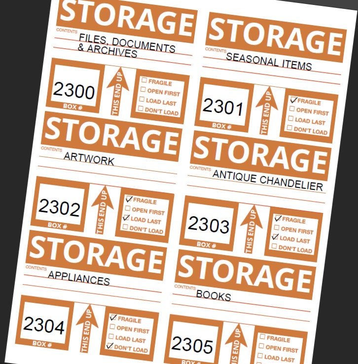 PRINTABLE MOVING LABELS - Storage - Etsy