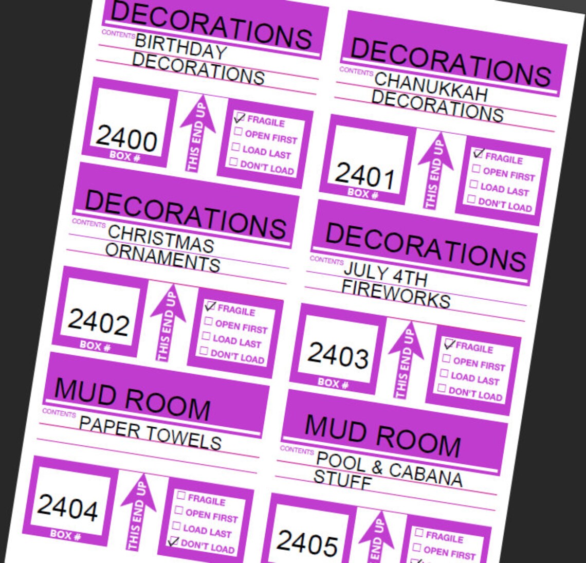 PRINTABLE MOVING LABELS Blank / Create Your Own - Etsy