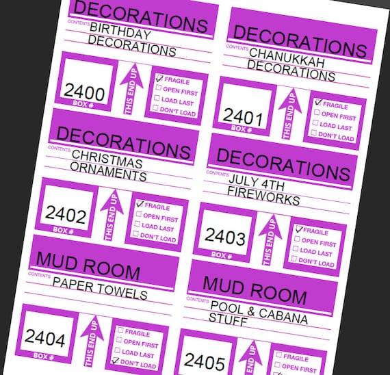 PRINTABLE MOVING LABELS Blank / Create Your Own | Etsy