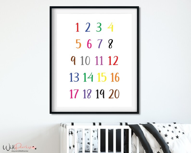 Numbers Wall Art Numbers Printable Bright Colors Number | Etsy