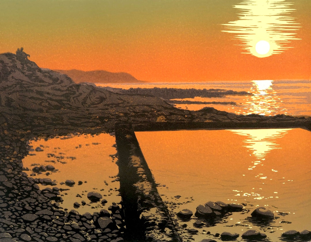 Upon Reflection Original Reduction Linocut Print by Lisa Benson - Etsy