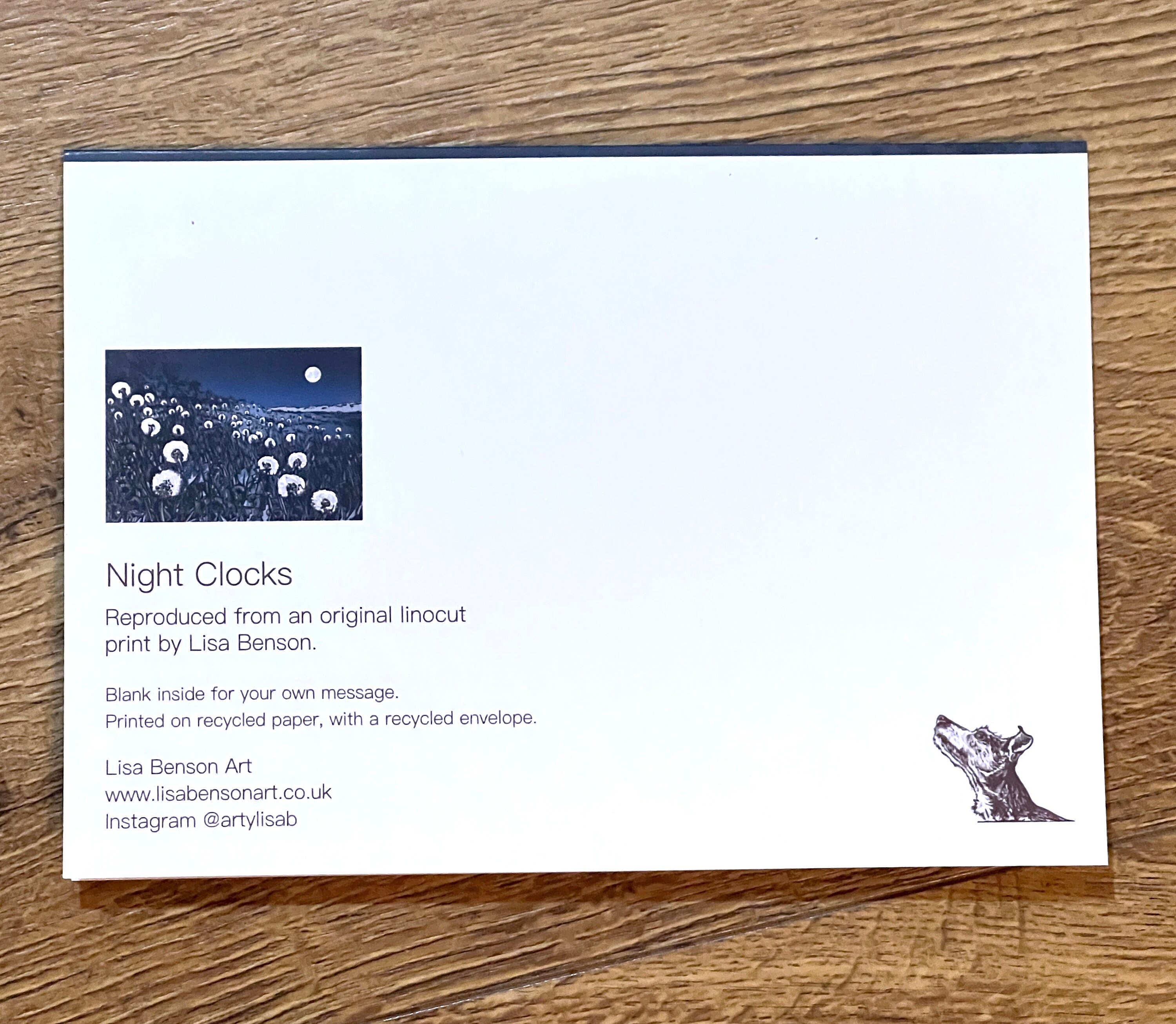 Night Clocks Art Greetings Card, Linocut Print, Art Card, Landscape ...