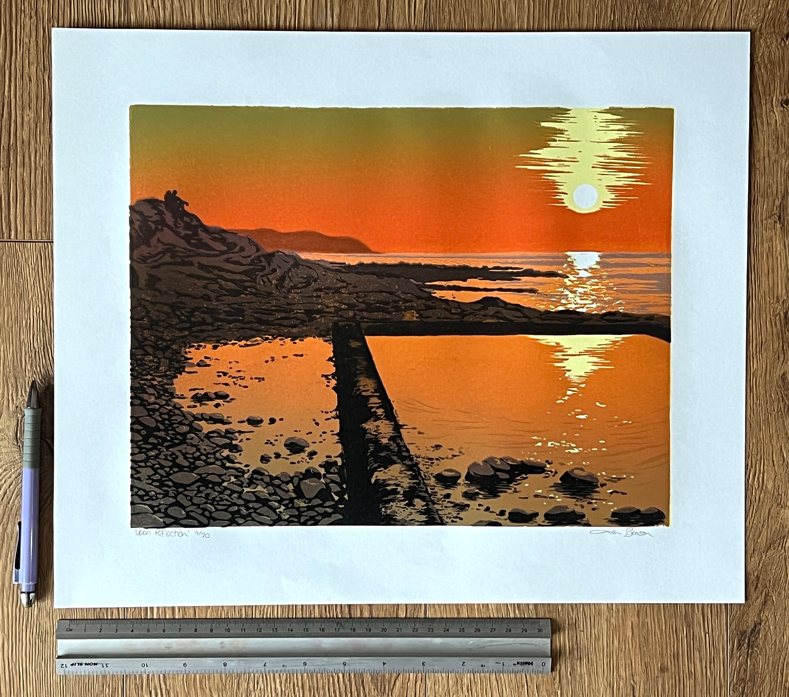 Upon Reflection Original Reduction Linocut Print by Lisa Benson - Etsy