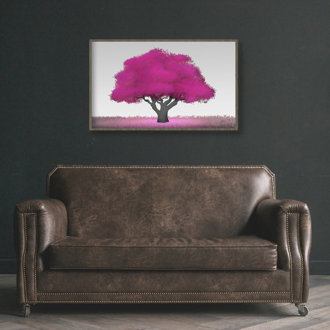 PINK TREE VER.| Pink Tree Digital Art, Tree Wall Art, Pink/black Art ...