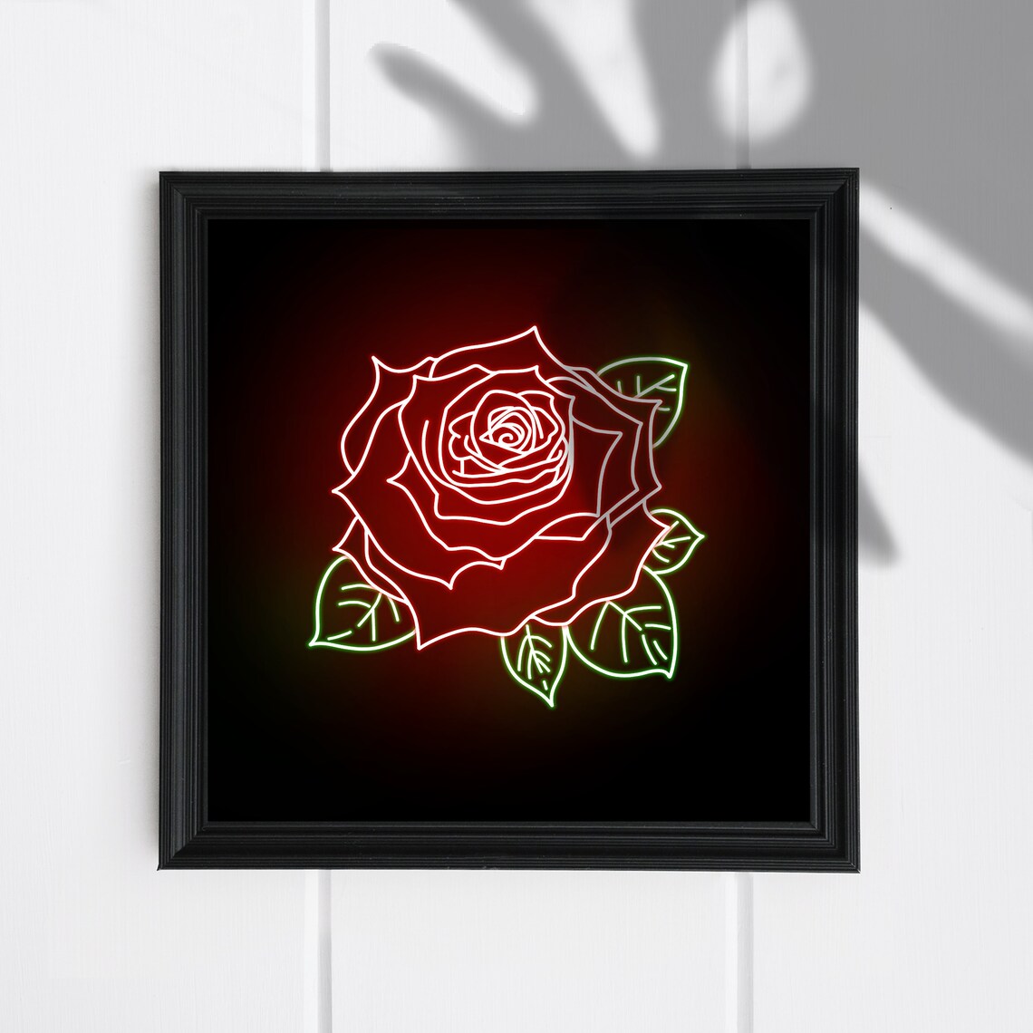 NEON ROSE (ver.1)| Neon Rose Digital Art, Neon Rose Wall Art, Simple ...