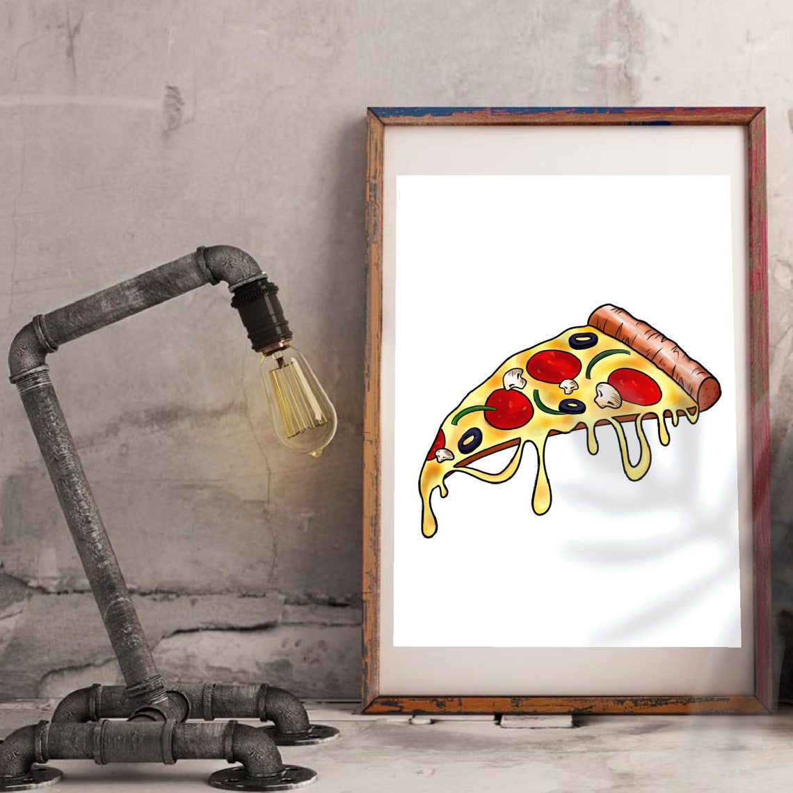 PIZZA Digital Art, Pizza Wall Art, Simple Art, Wall Decoration, Pizza ...
