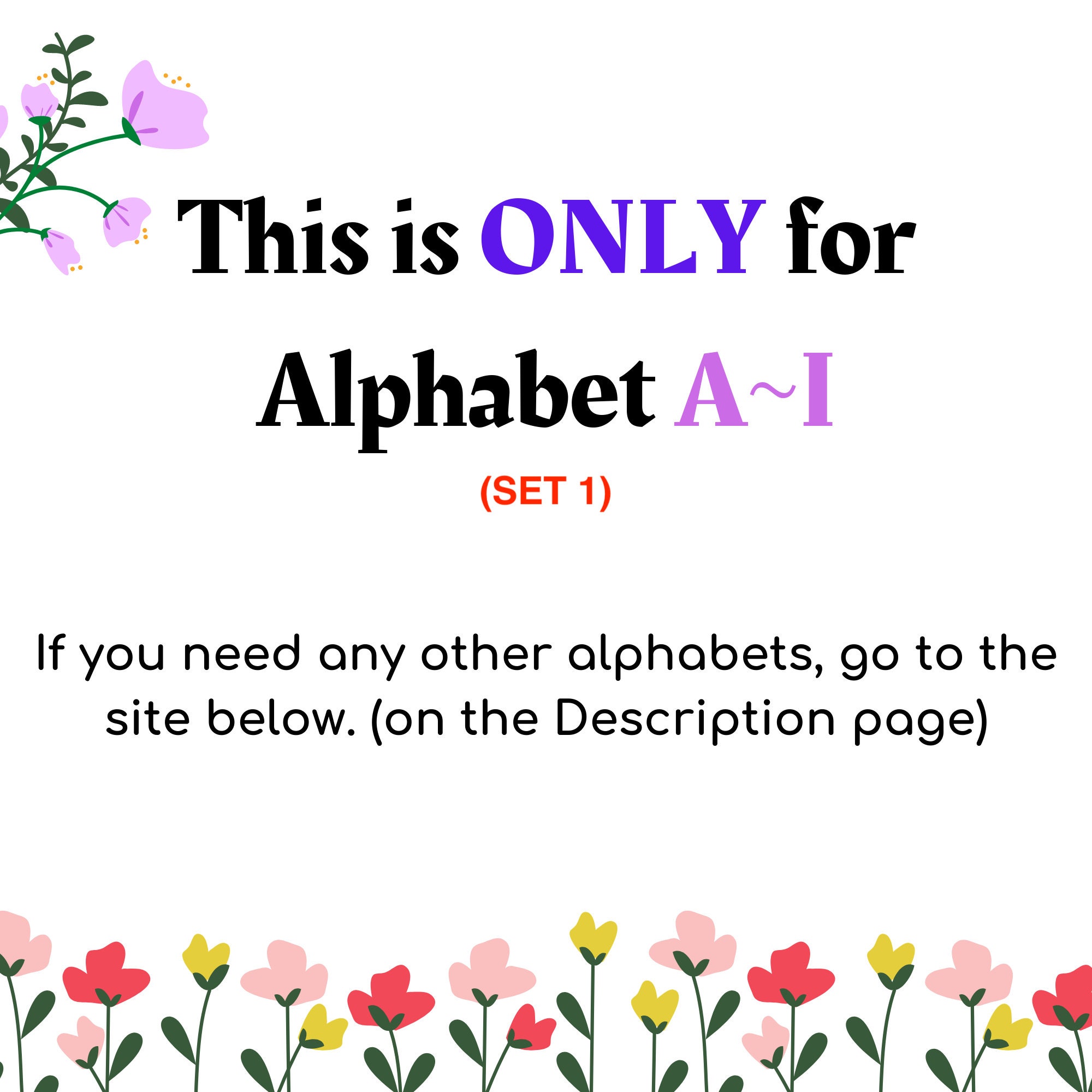 A~I ALPHABET PRINT| Alphabet Digital Art, Alphabet Art, Wall Decor ...