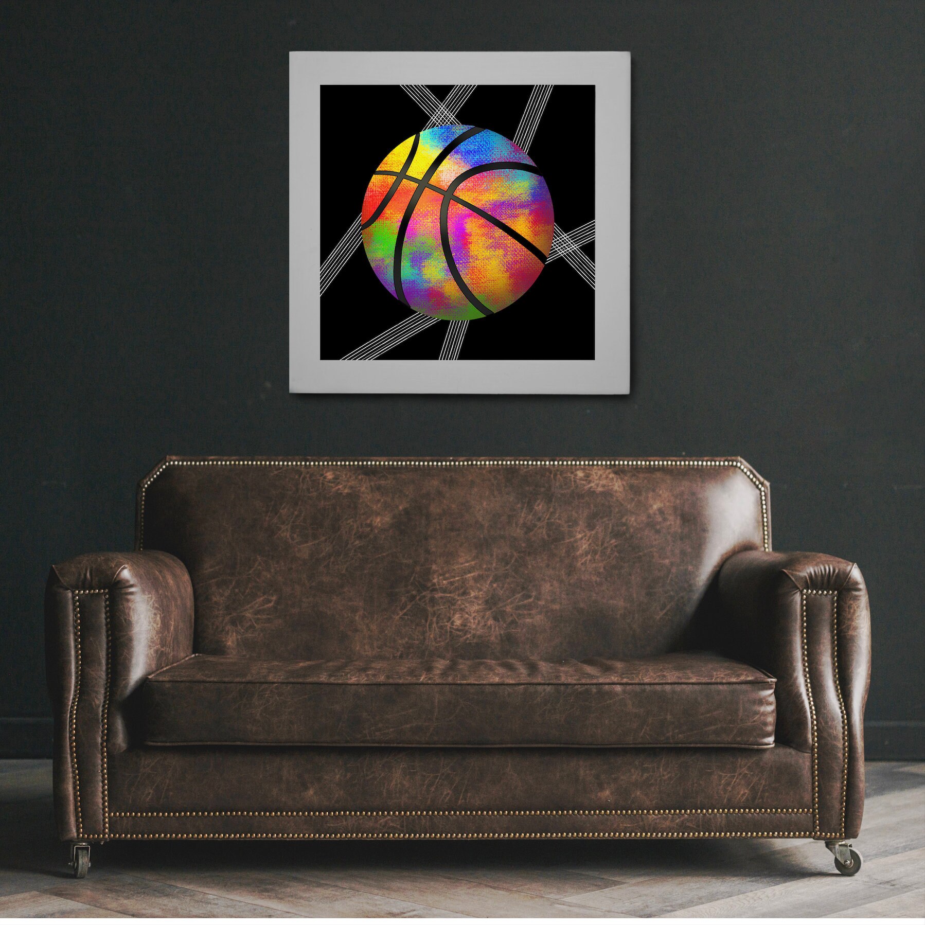 RAINBOW BASKETBALL| Basketball Digital Art, Basketball Wall Art ...