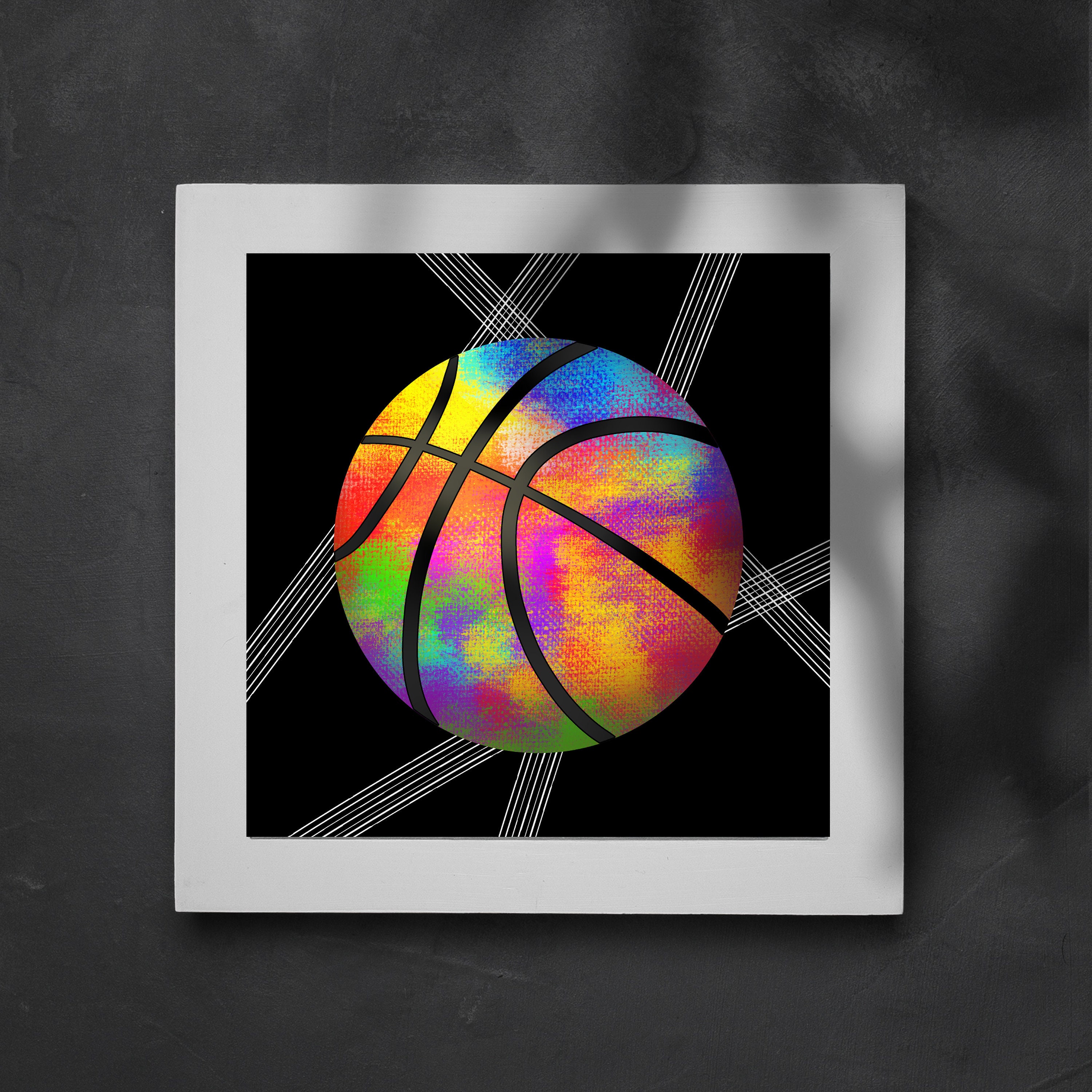 RAINBOW BASKETBALL Basketball Digital Art, Basketball Wall Art ...