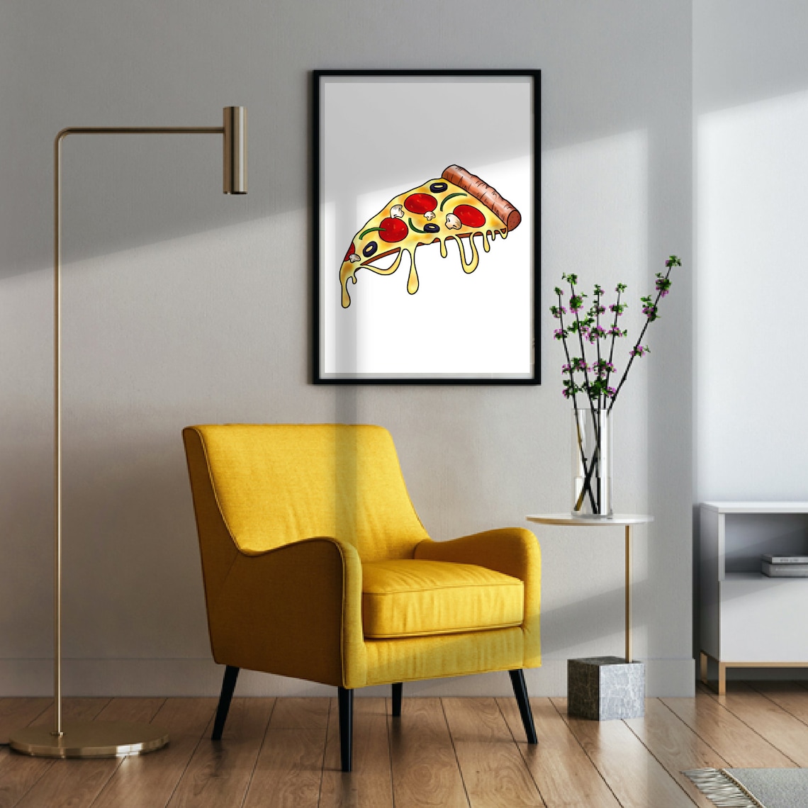 PIZZA Digital Art, Pizza Wall Art, Simple Art, Wall Decoration, Pizza ...