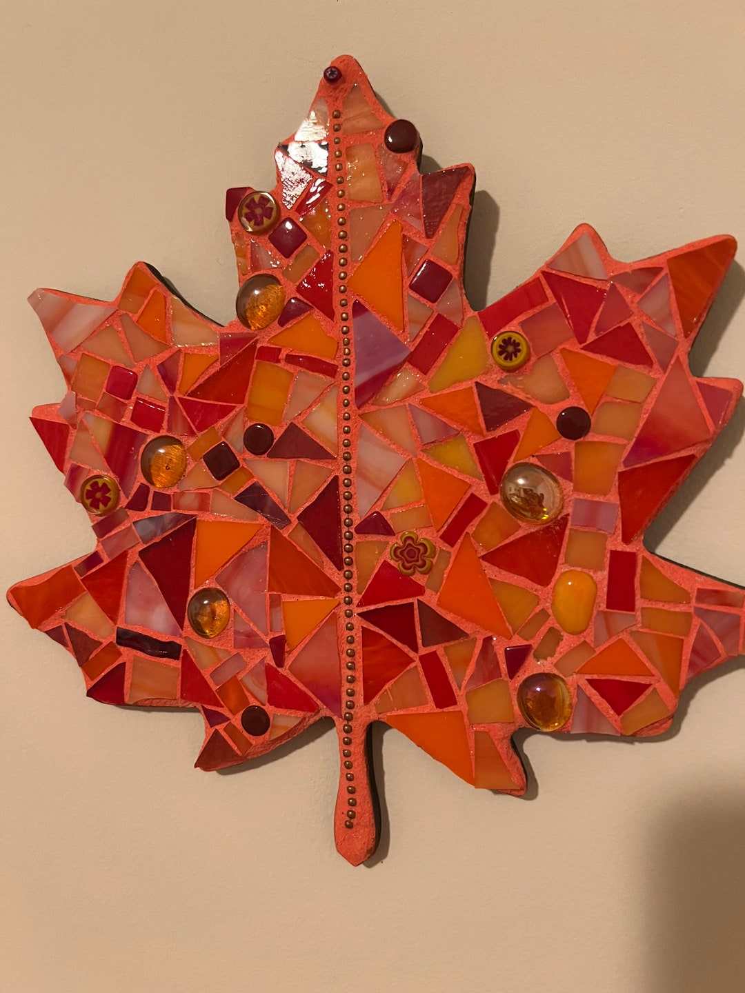 Charming Maple Leaf Mosaic Wall Decor. - Etsy