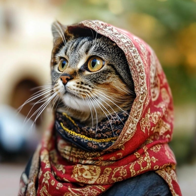 Custom Muslim Cat Portrait Digital File Personalize Pet Art - Etsy