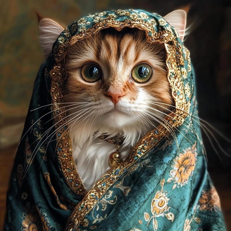 Custom Muslim Cat Portrait Digital File Personalize Pet Art - Etsy