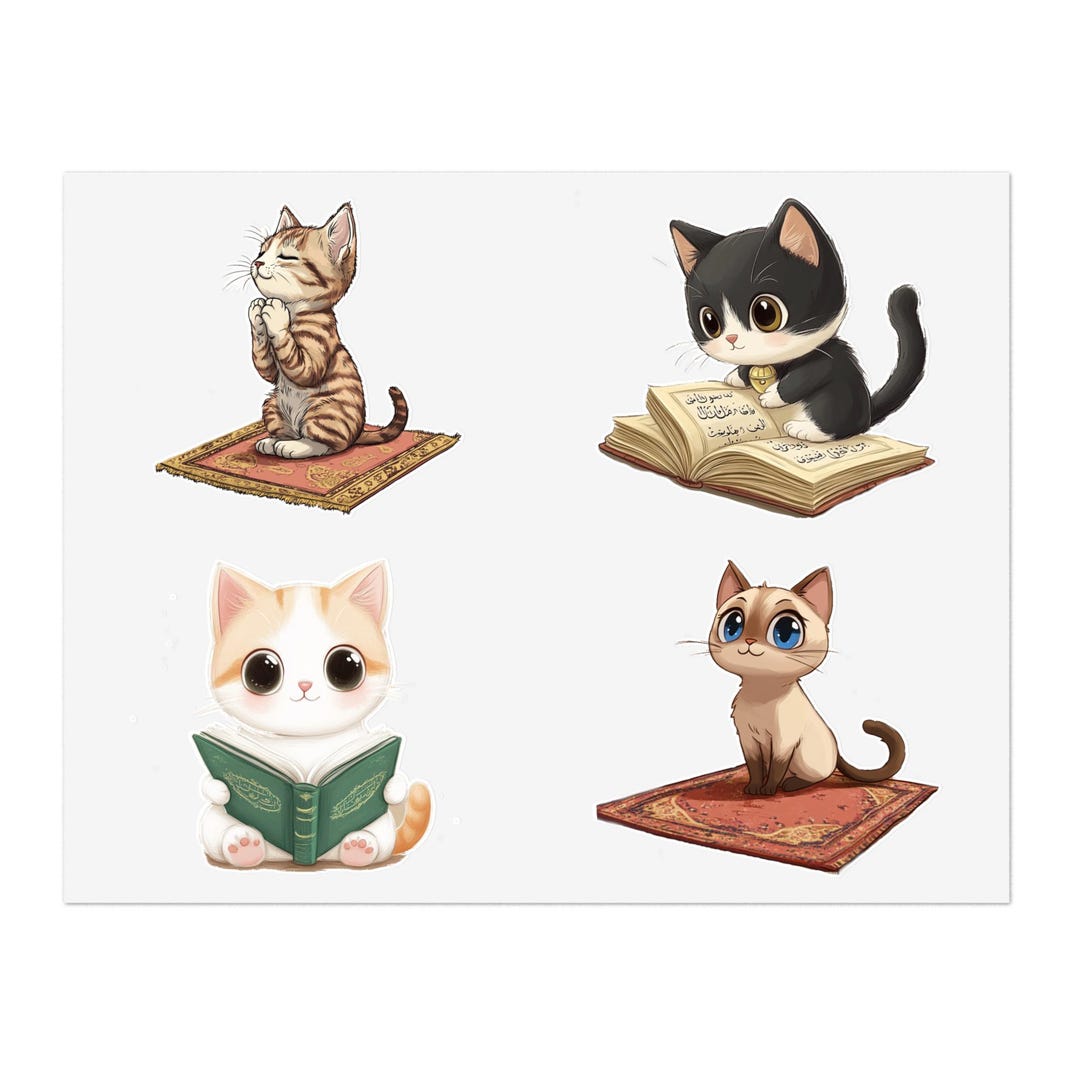 Praying Cat , Quran Sticker, Muslim Stickers, Cat Stickers , Kitty ...