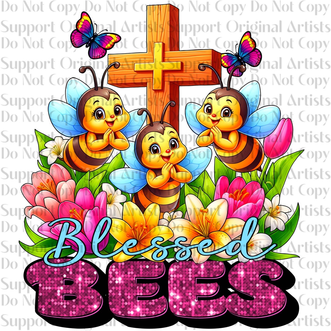 Blessed Bees, Easter Designs, Bee, Cross, Flowers, PNG 300 Dpi for ...