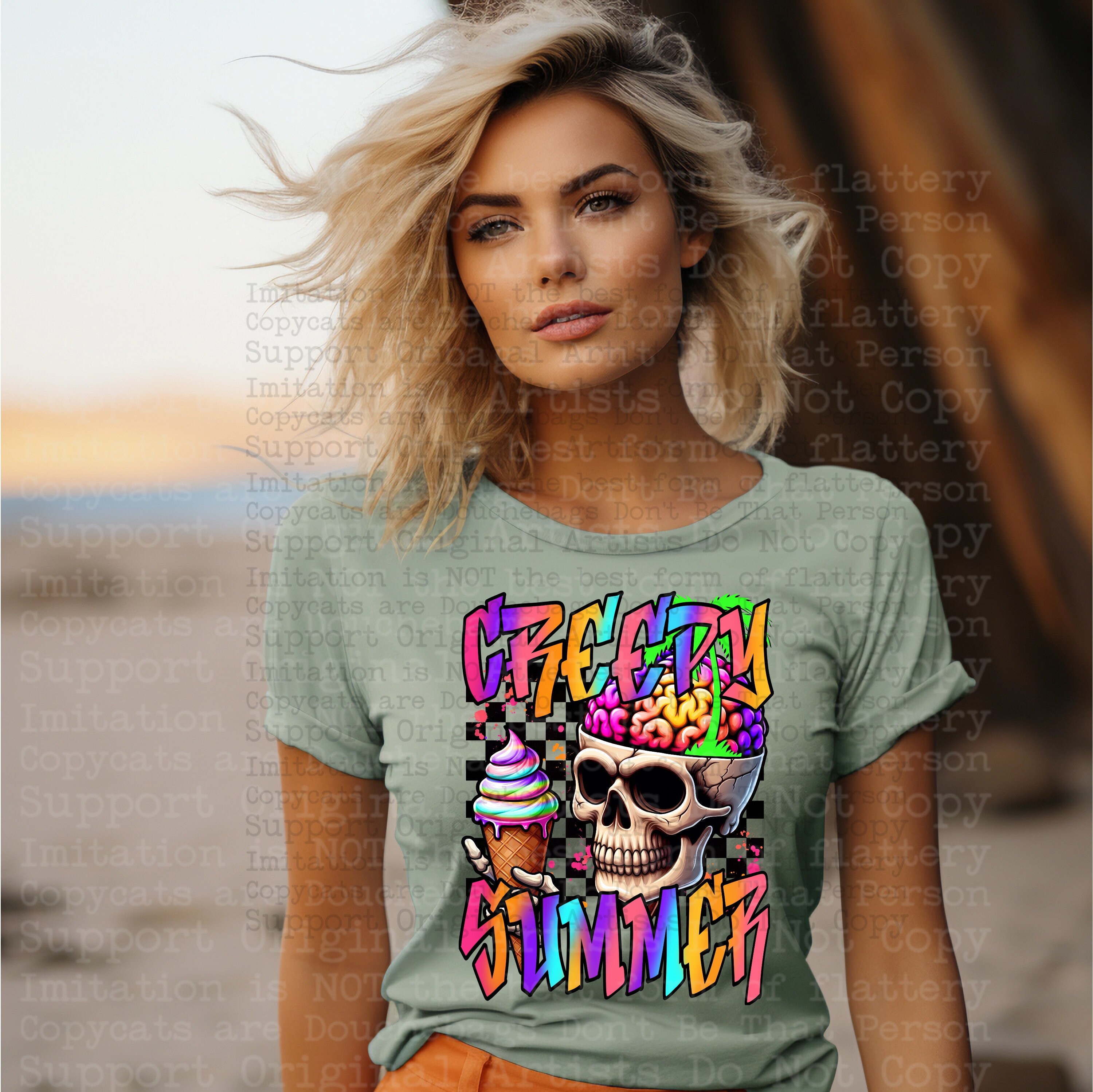 Creepy Summer Bright Skull Neon Designs Ice Cream Checker Board PNG 300 ...