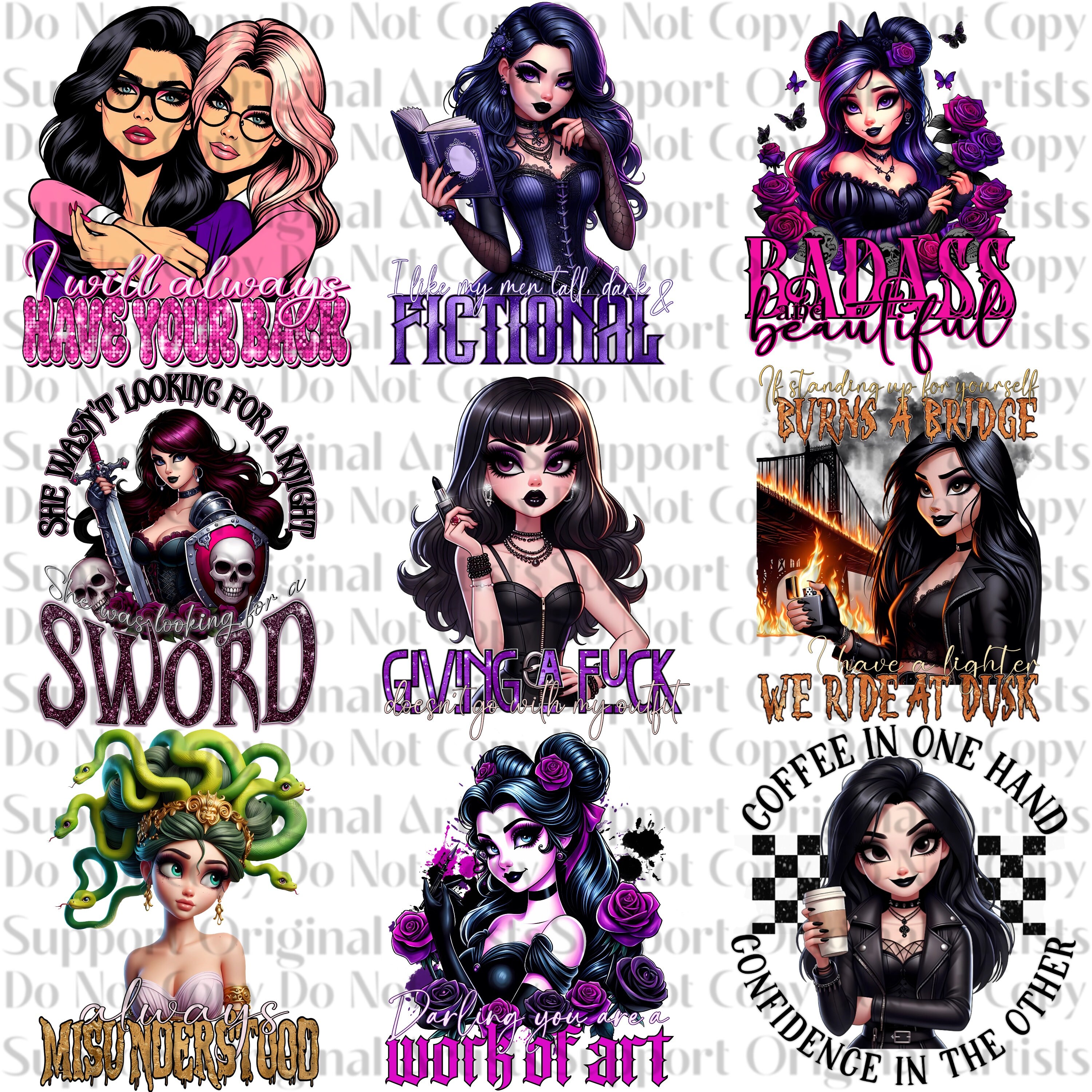 Girl Power Bundle 9 PNG 300 Dpi for Decals, DTF Transfers, Tumblers, T ...