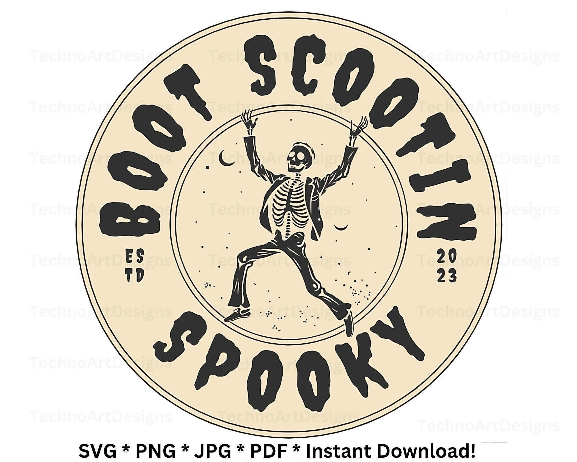 Boot Scootin Spooky SVG PNG, Dancing Skeleton Svg, Halloween Shirt Svg ...