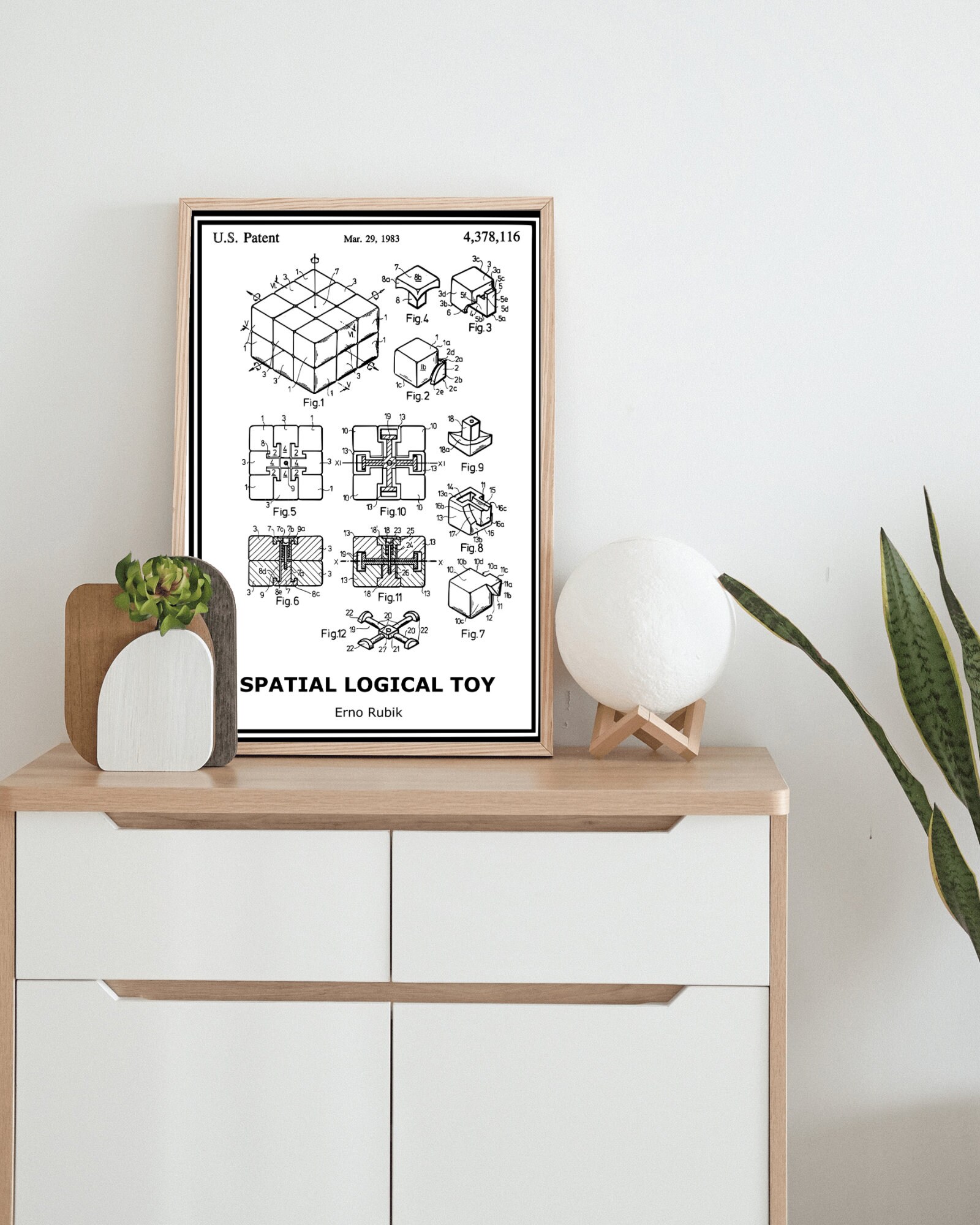 Rubik's Cube Patent Print, Spatial Logical Toy, Rubik Game Jpg Jpeg ...