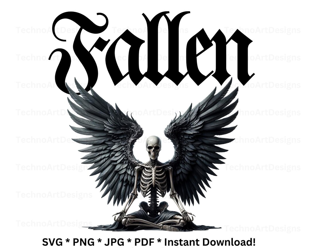 Fallen Angel Printable Digital Download, Fallen Angel Skeleton Modern ...
