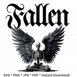Fallen Angel Printable Digital Download, Fallen Angel Skeleton Modern ...