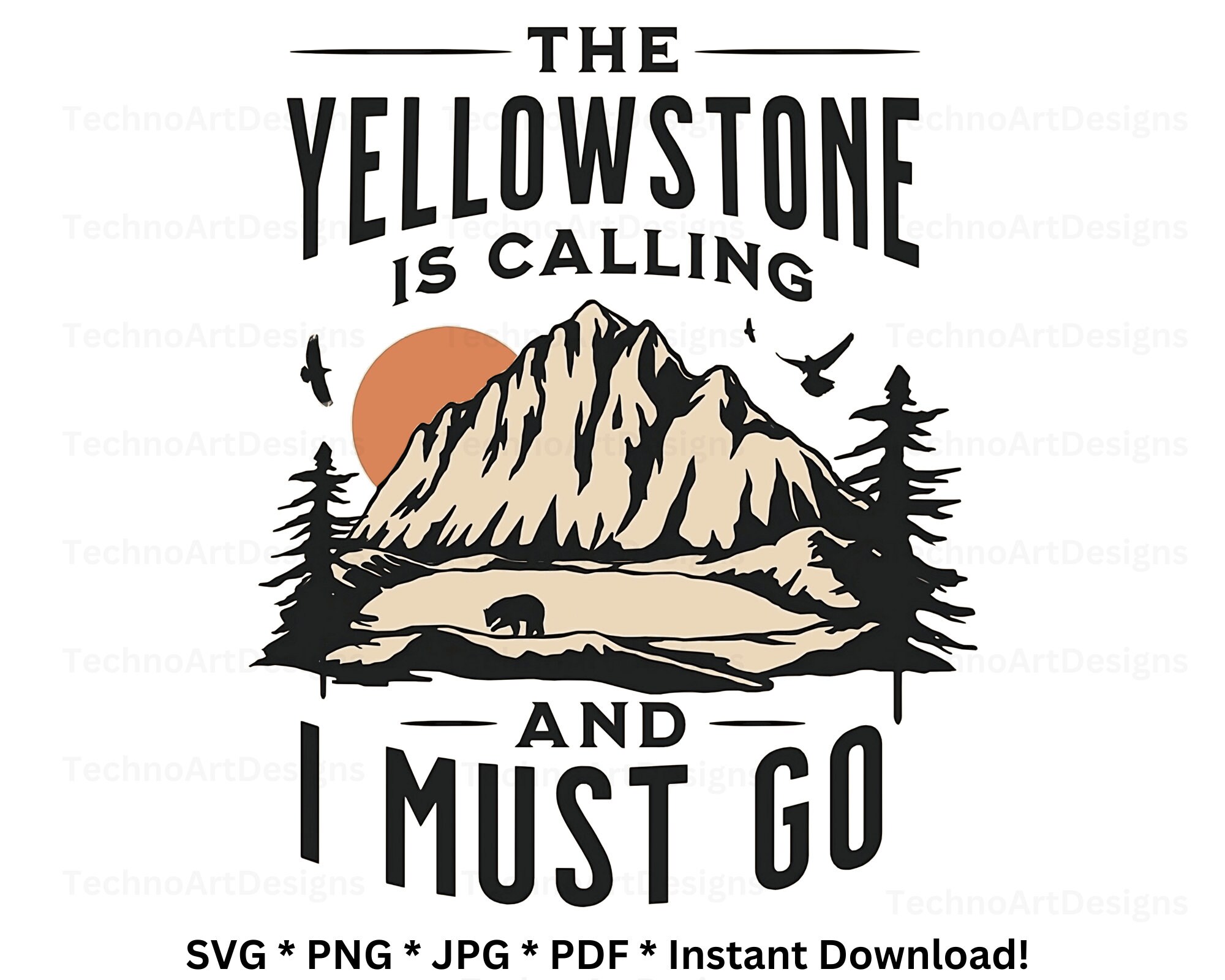 Yellowstone SVG, Yellowstone Hiking SVG, Yellowstone National Park ...