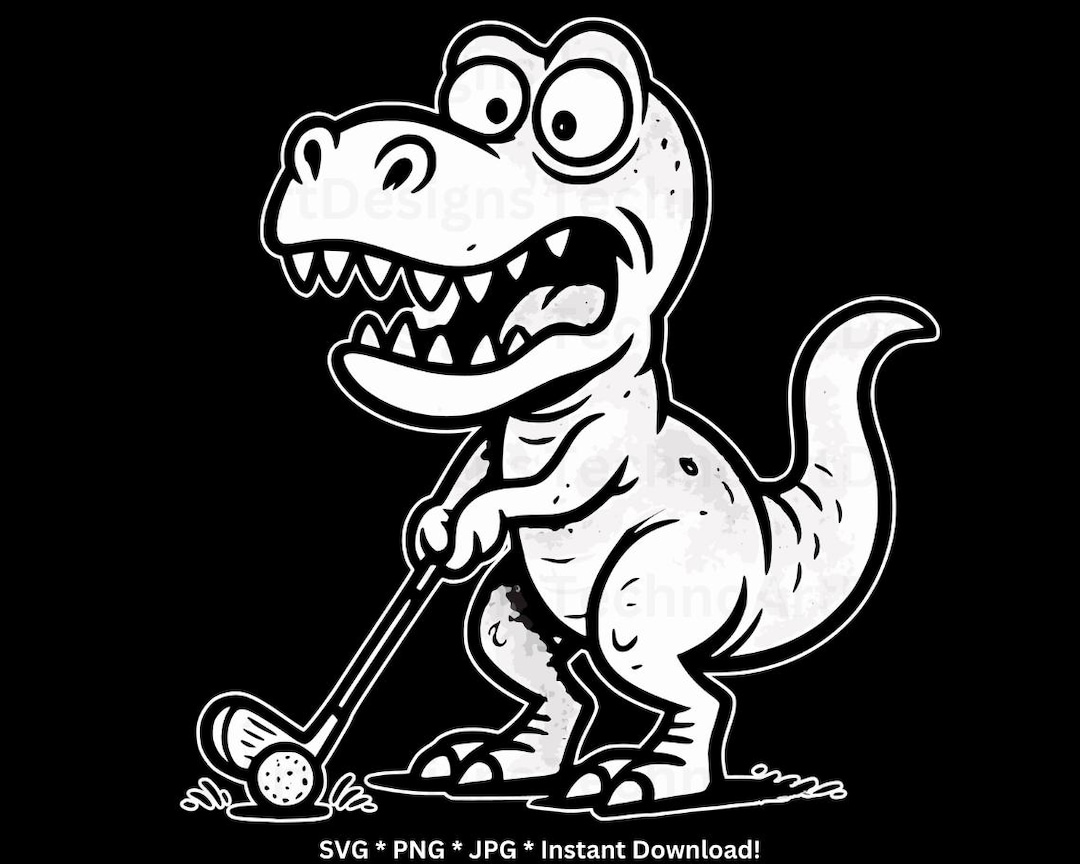 Funny Golf Dinosaur SVG PNG JPG T-rex Playing Golf Clipart, Unique Golf ...