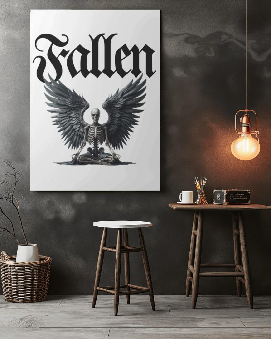 Fallen Angel Printable Digital Download, Fallen Angel Skeleton Modern ...